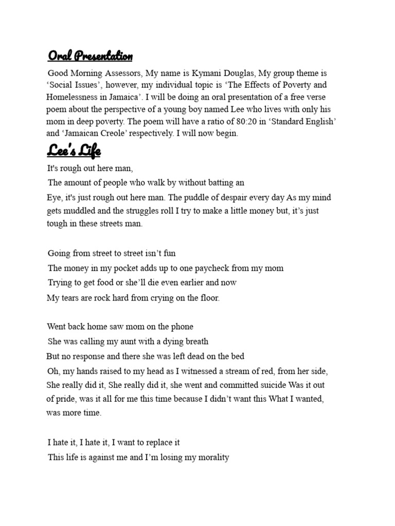 English SBA Oral Presentation | PDF