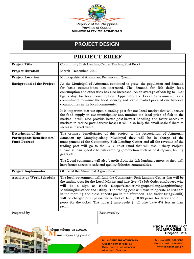 CFLC Project Design | PDF | Fishery | Market (Economics)