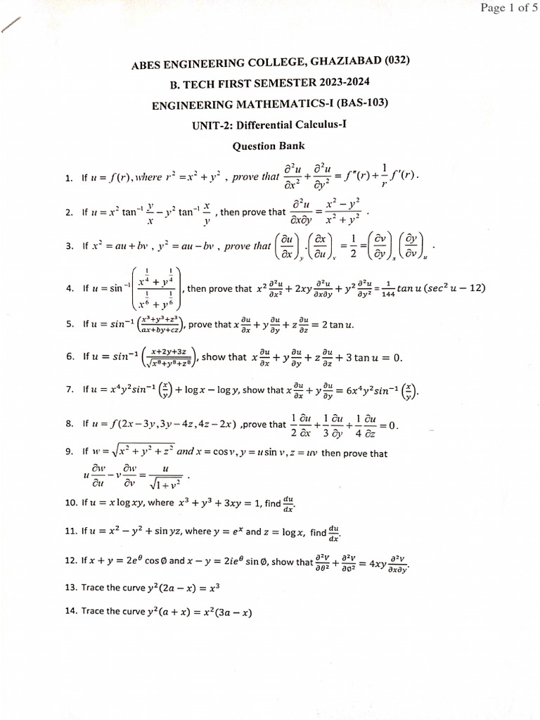 Maths Question Bank (Differentiation) | PDF | Pendulum | Sphere