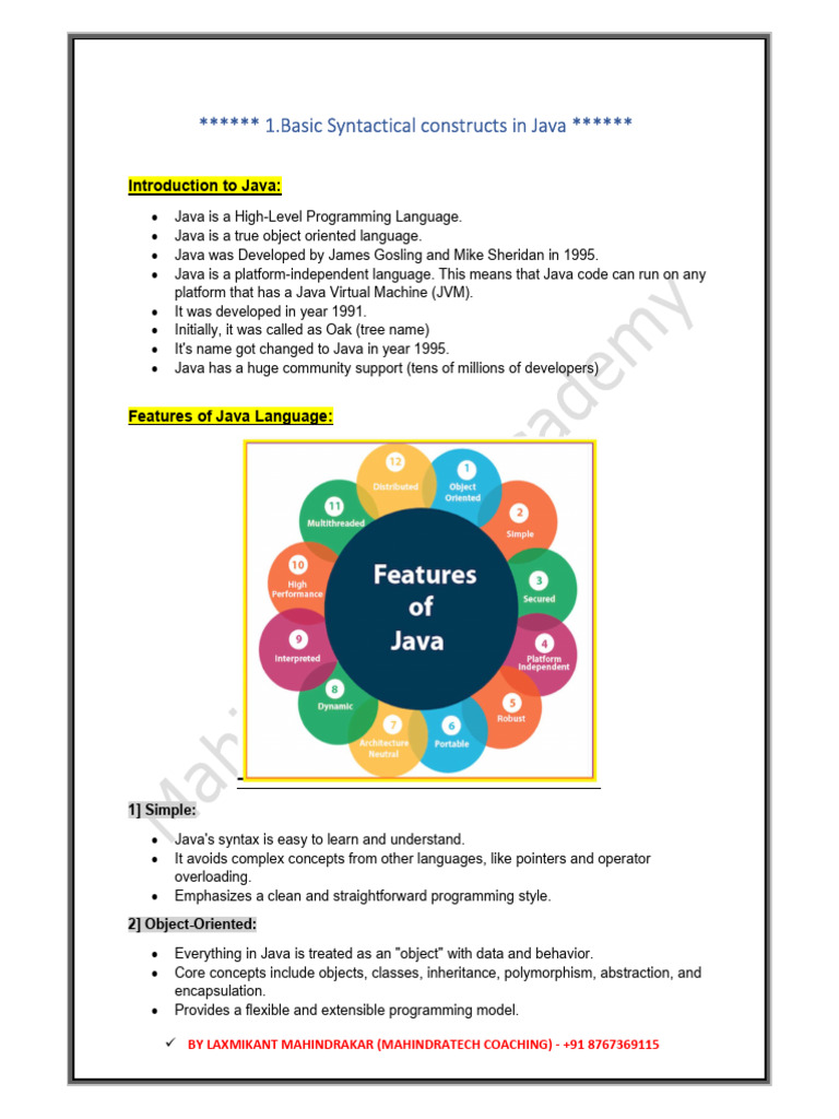 Java Demo Notes Pdf Java Programming Language Object Computer 4922