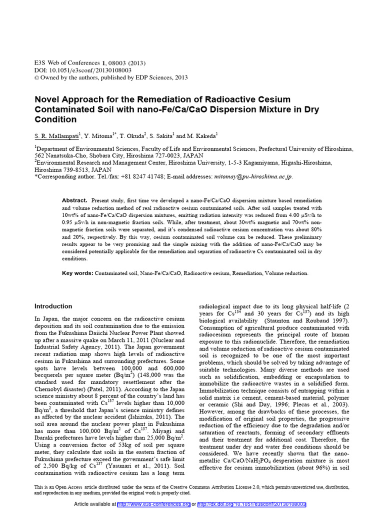Novel Approach For The Remediation of Radioactive Cesium Contaminated ...