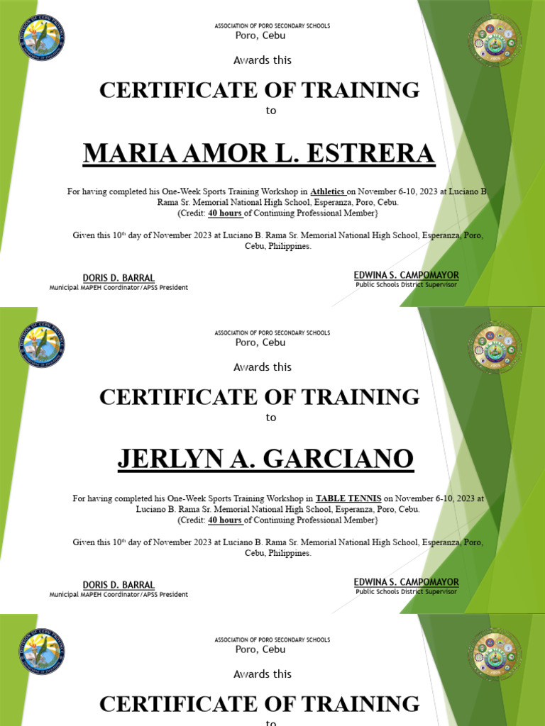Certificate Training APSS | PDF