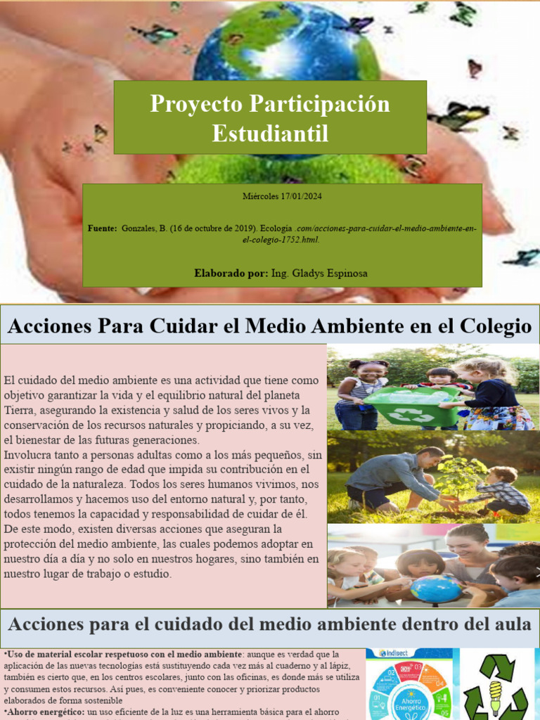 Acciones para Cuidar El Medio Ambiente en El Colegio 17enero 24 | PDF ...