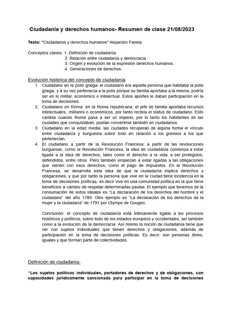 Evolución de Ciudadanía y Derechos Humanos | PDF | Ciudadanía | Democracia