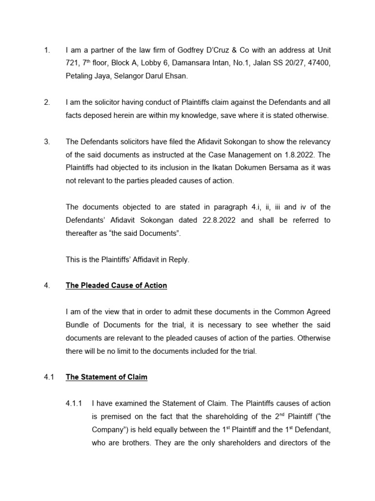 Grade One BM | PDF | Pleading | Affidavit