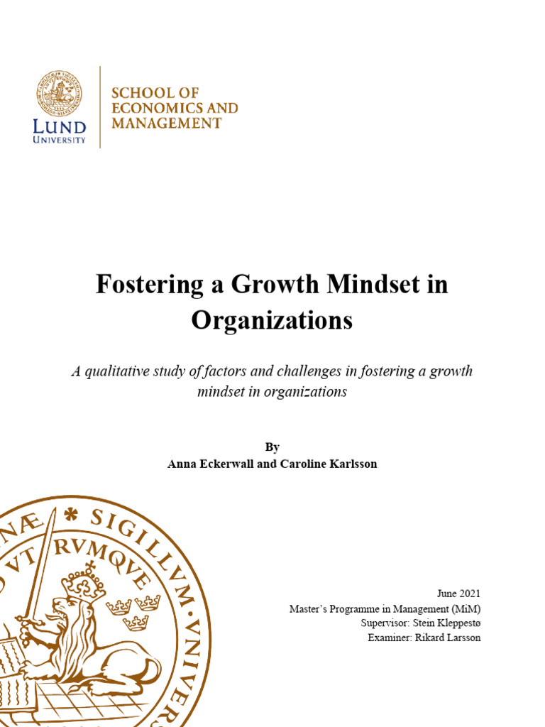 Fostering A Growth Mindset in Organizations An | PDF | Mindset ...