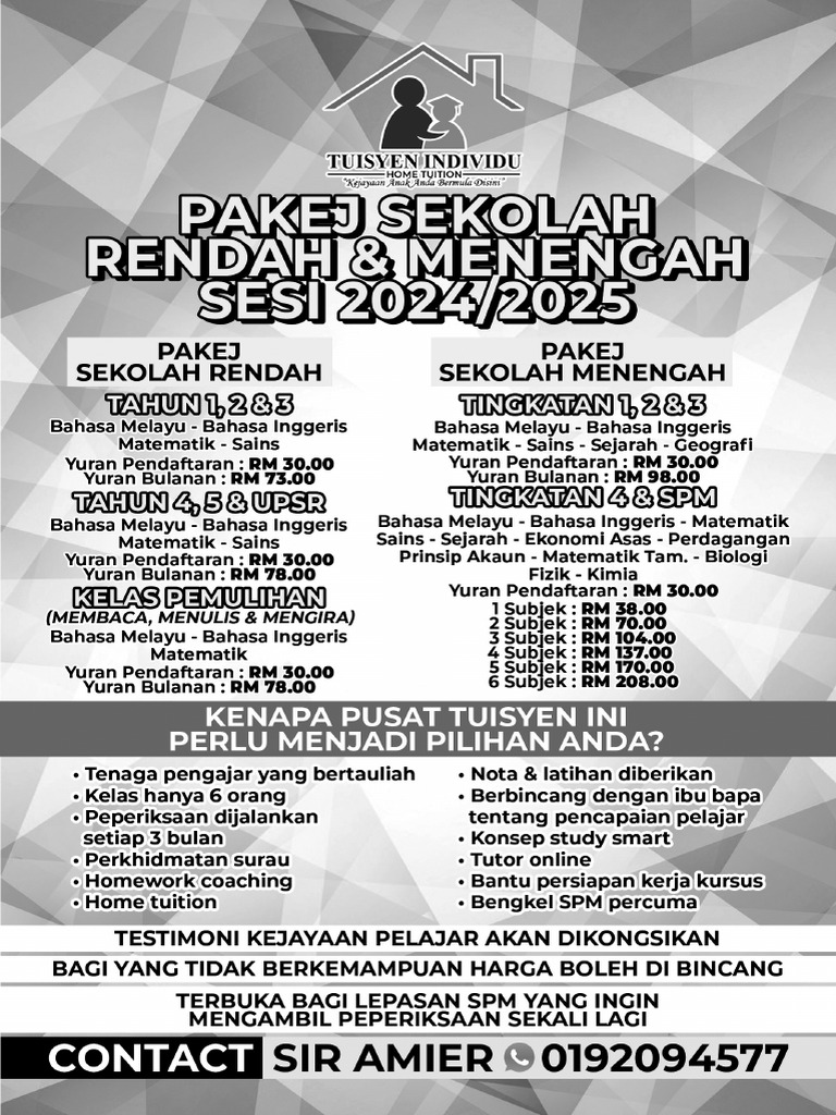 Tuisyen Individu Grayscale Baru (Flyers) A5 | PDF