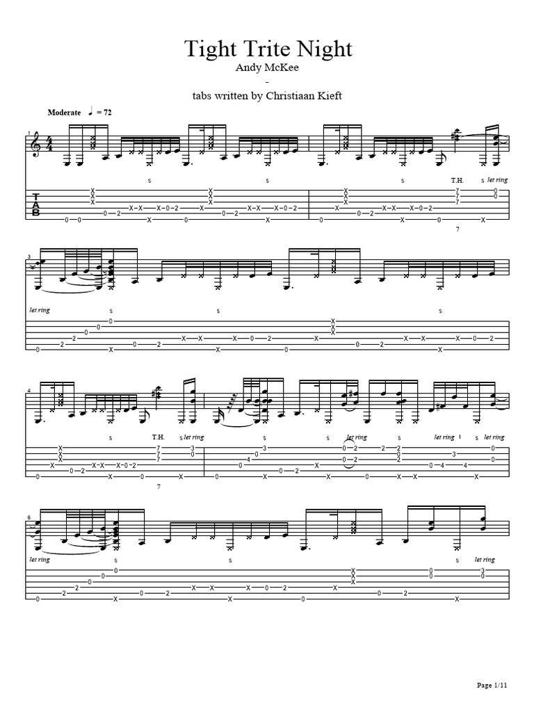 Tight Trite Night Tab for Guitar | PDF