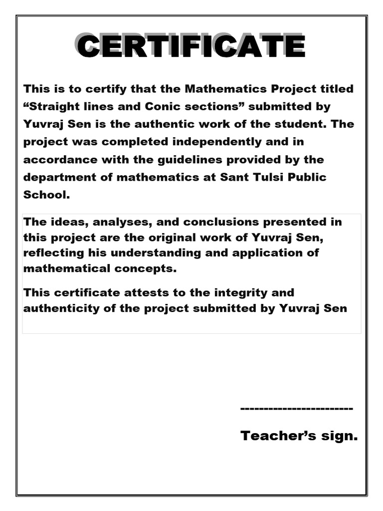 Student Math Project Certification | PDF