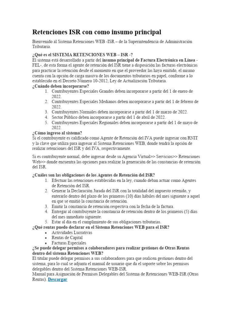 Guía del Sistema Retenciones ISR en Línea | PDF | Impuesto sobre la ...