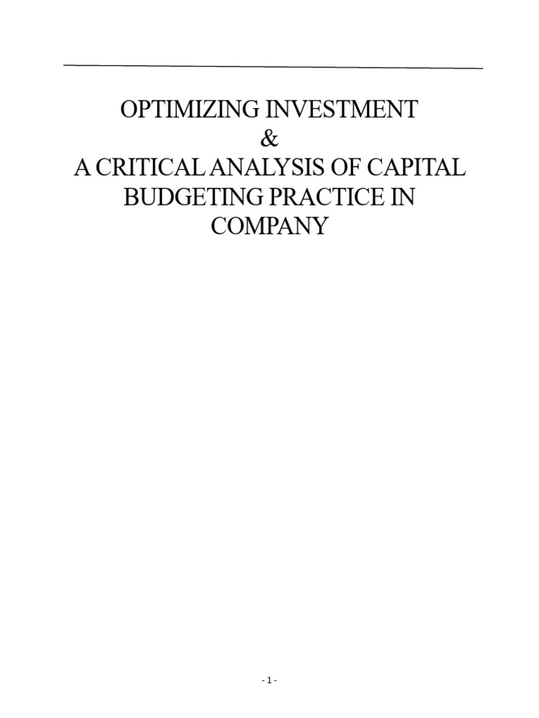 Capital Budgeting-1 | PDF | Capital Budgeting | Cost Of Capital