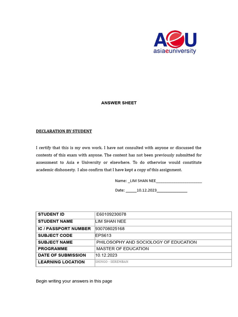 Student Declaration and Educational Insights | PDF | Teachers | Pedagogy