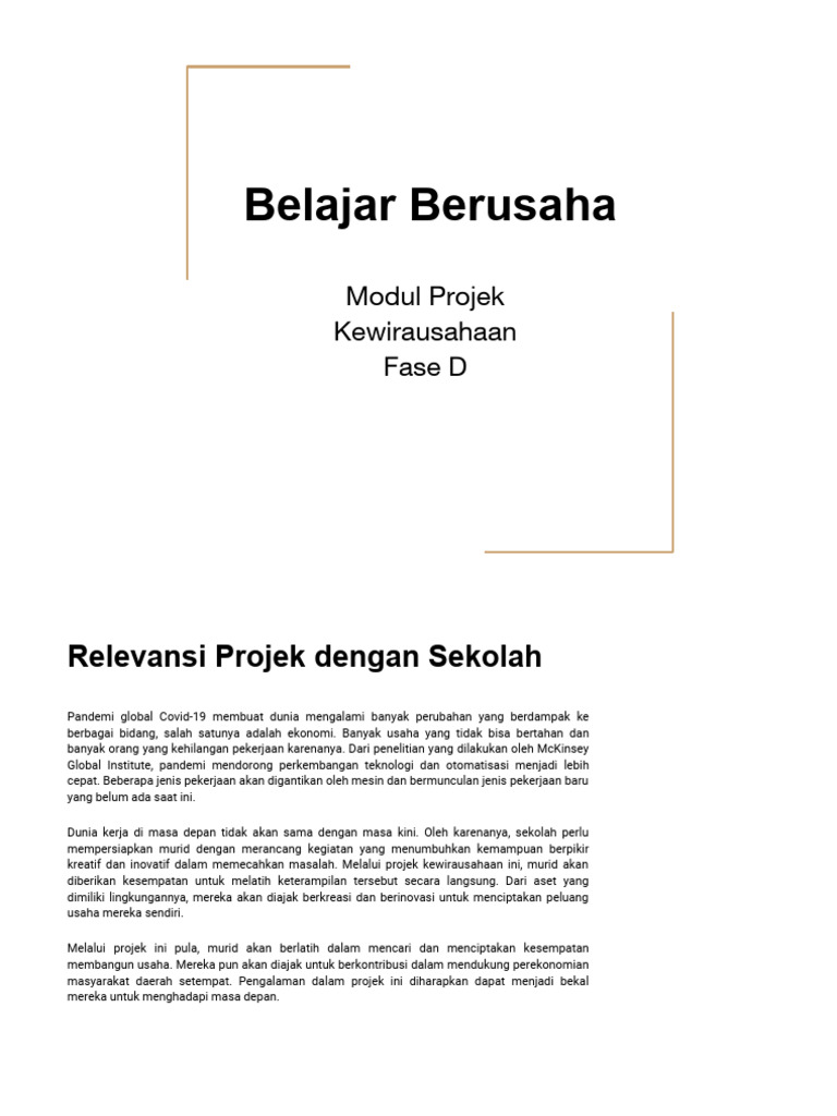 Contoh Modul P5 SMP Fase D Tema Kewirausahaan Kurikulum Merdeka - Libre ...