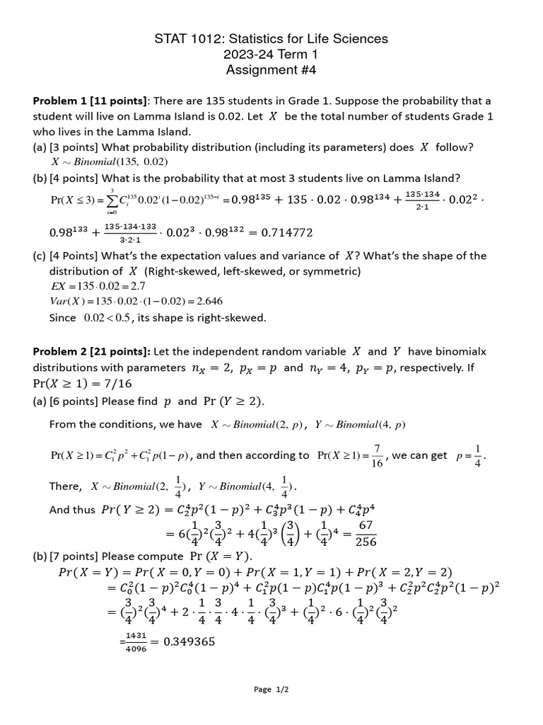 Assignment4 - Solution | PDF | Variance | Mathematics