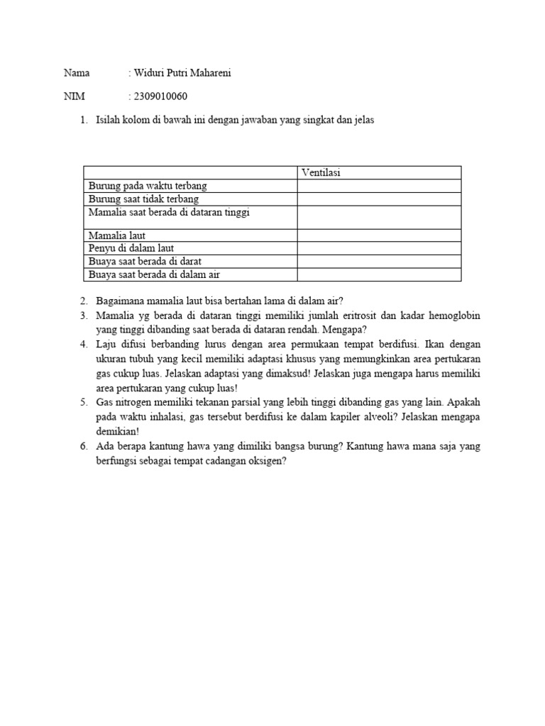 Tugas Biologi Hewan Widuri | PDF | Sains & Matematika