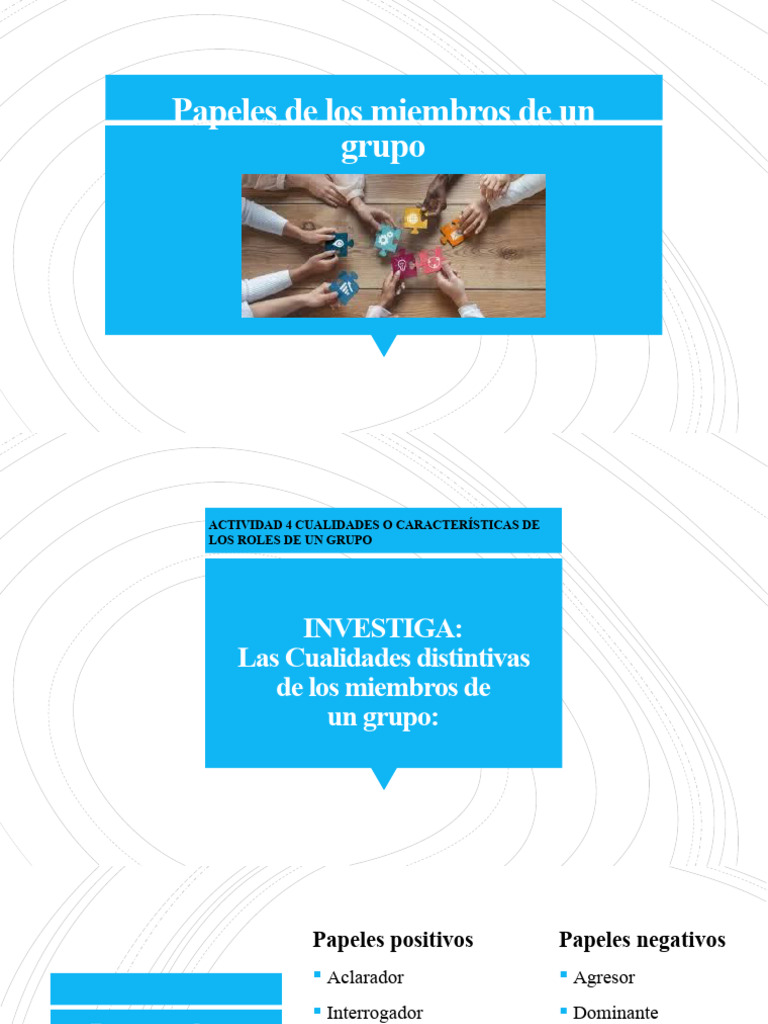 Roles en los miembros de un grupo | PDF | Sicología | Ciencias del ...