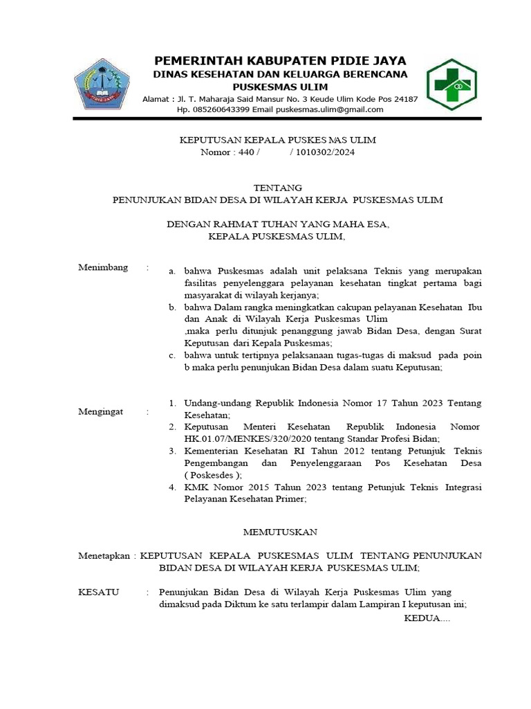SK Bidan Desa - 2024 | PDF