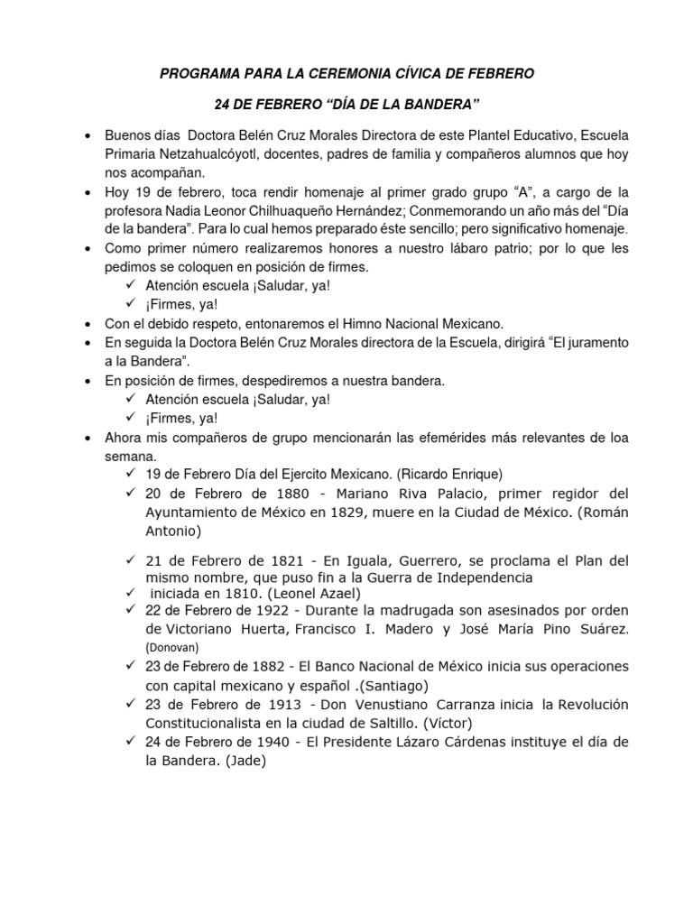 Ceremonia Cívica del Día de la Bandera | PDF | México