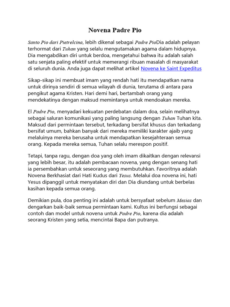 Novena Ke Padre Pio | PDF