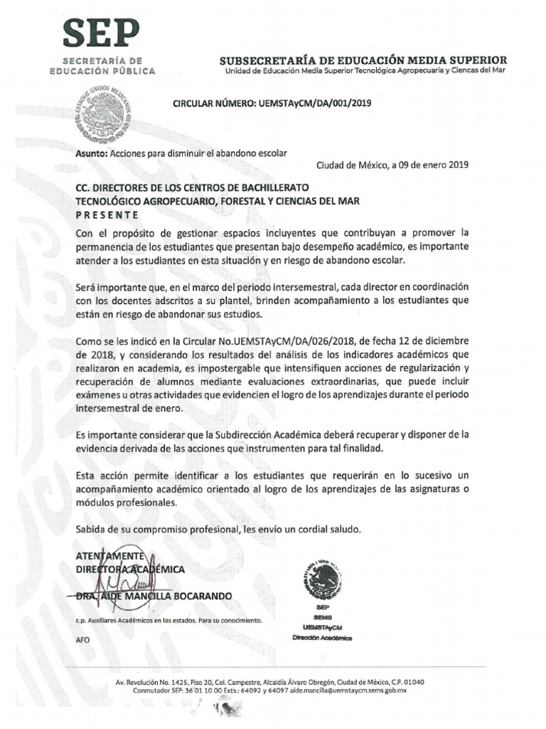 2019 01 09 Acciones Abandono Circular DA001 | PDF