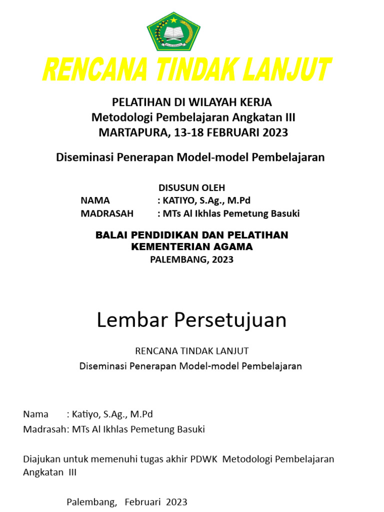 Katiyo - Tugas Rtl. - Pelatihan 2023 | PDF | Pengembangan Diri