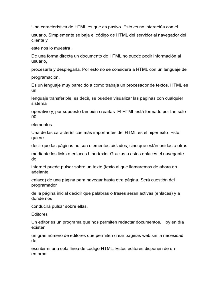 Una Característica de HTML Es Que Es Pasivo | PDF | HTML | Lenguaje de programación