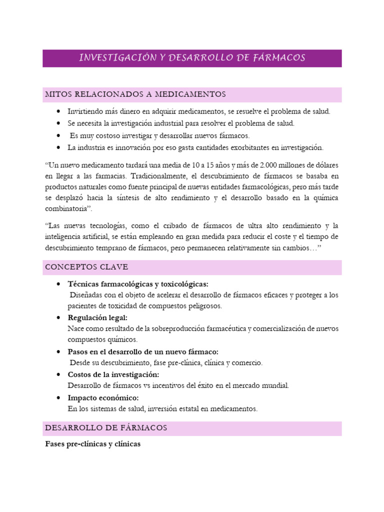 Clase 10 Investigación y Desarrollo de Fármacos | PDF | Ensayo clínico | Desarrollo de fármacos