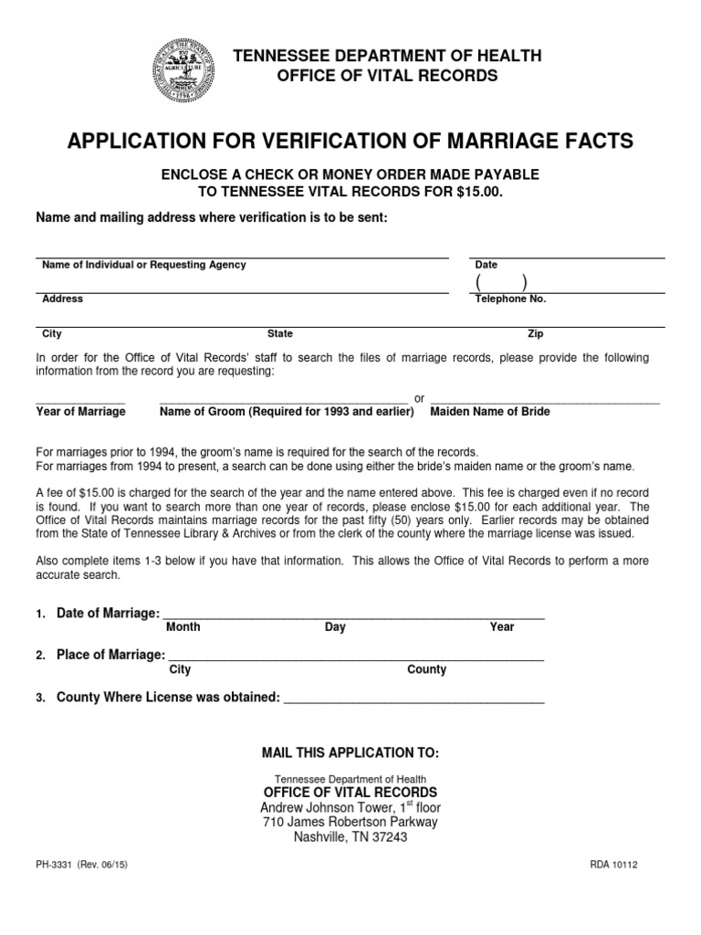 PH 3331 Application For Verification of Marriage Facts | PDF | Marriage | Marriage, Unions And ...