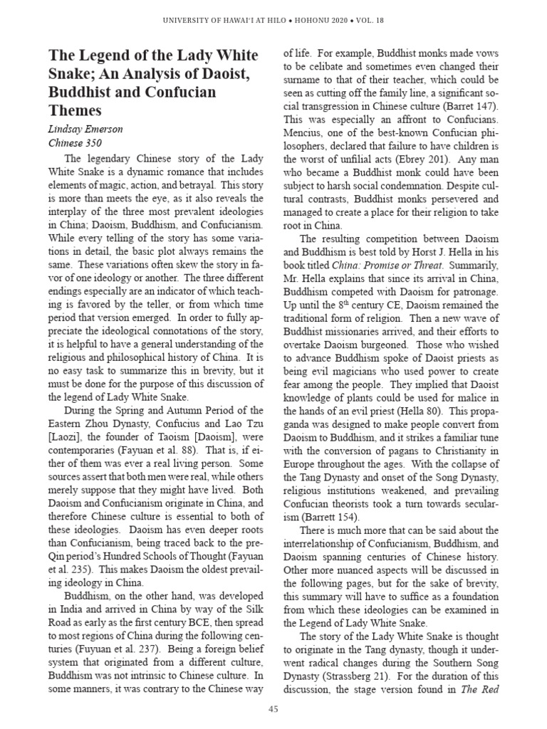 The Legendofthe Lady White Snake An Analysisof Daoist Buddhistand ...