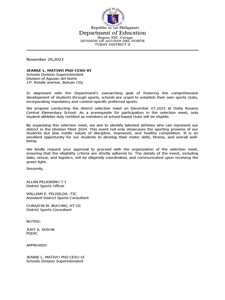 Letter Request Selection Meet | PDF