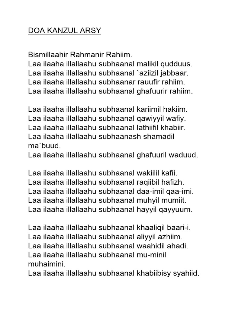 Doa Kanzul Arsy | PDF