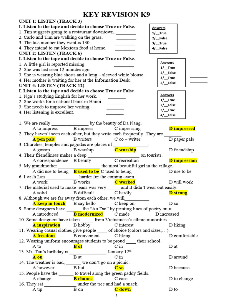 Key Revision K9 | PDF