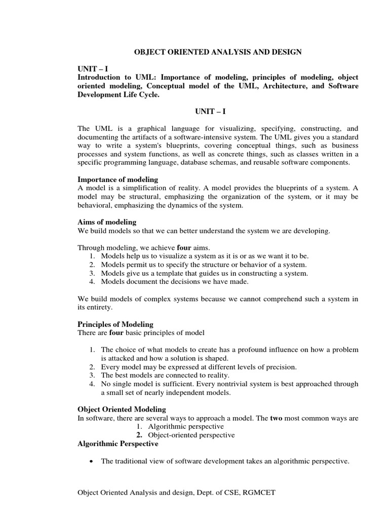 OOAD 2 ND Unit | PDF | Class (Computer Programming) | Conceptual Model