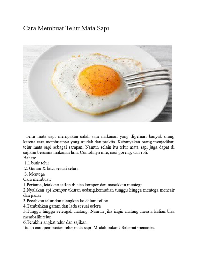 Cara Membuat Telur Mata Sapi | PDF | Gaya Hidup