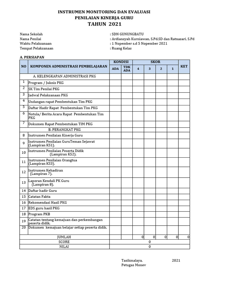 7 Hasil Penilaian PKG | PDF
