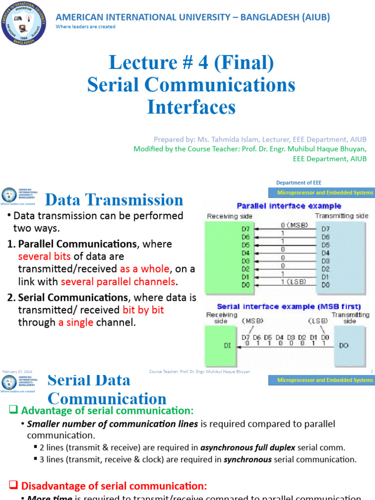 Microprocessor Lect 1 Final N Serial Comm Pdf Computer Networking Information Technology