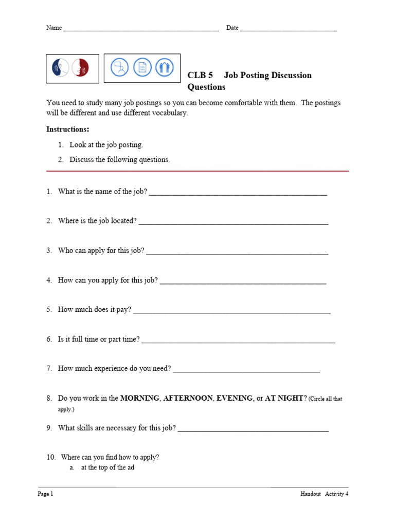 8a Handout Activity 4 Job Posting Discussion Questions JS 5 | PDF