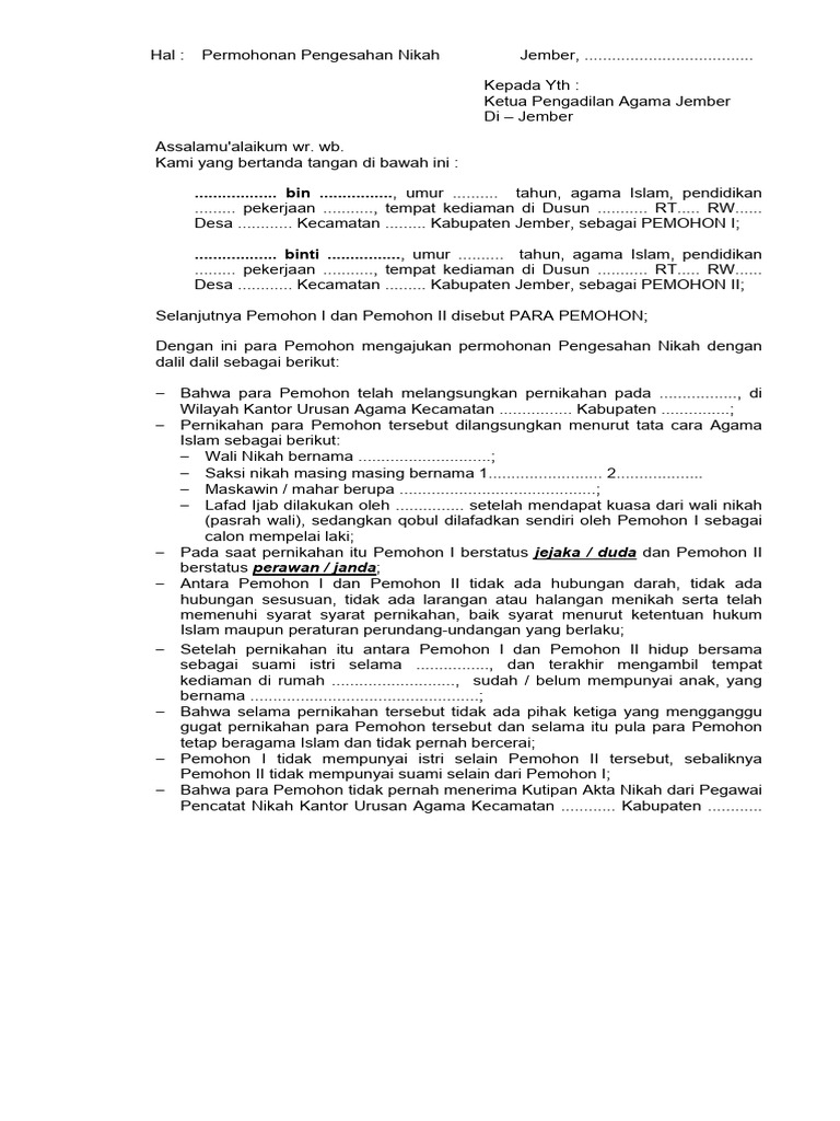 Permohonan Isbat Nikah | PDF