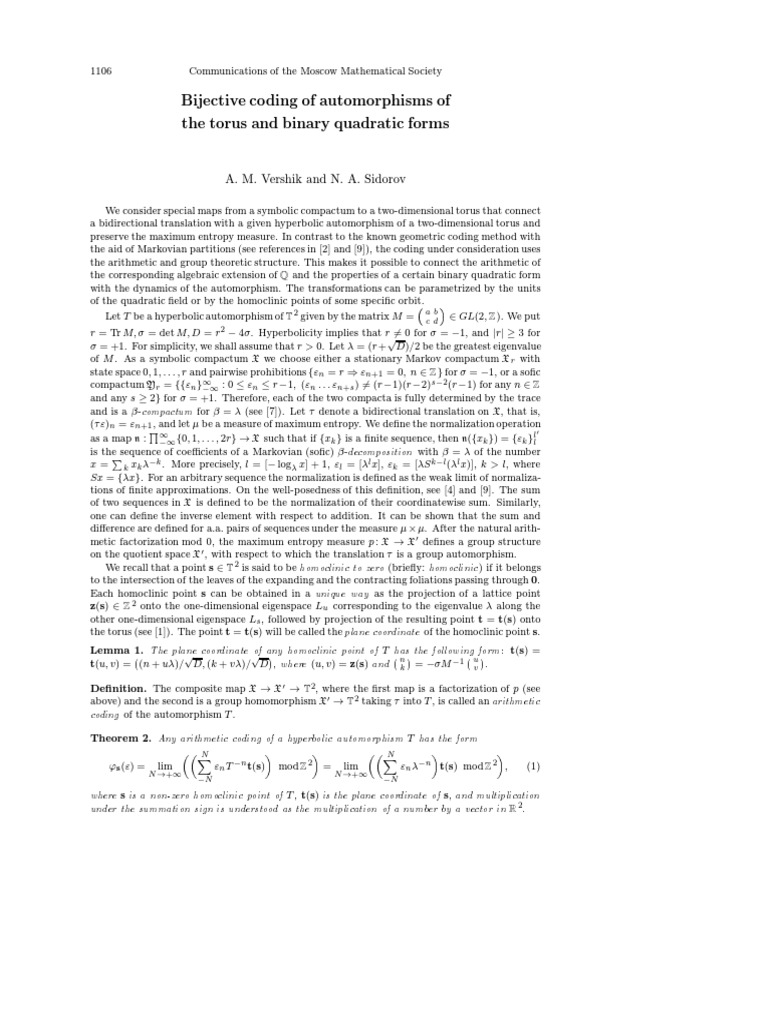 Bijective Coding of Automorphisms of The | PDF | Eigenvalues And Eigenvectors | Group (Mathematics)