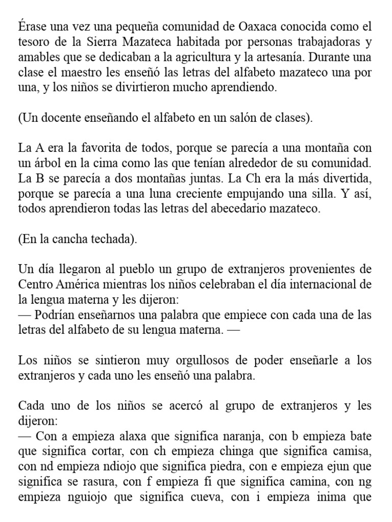 Cuento Día De La Lengua Materna Pdf