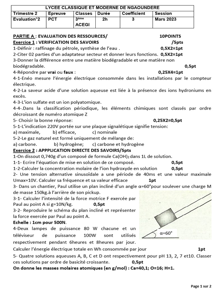 Eval 4 PCT 3èmes C | PDF