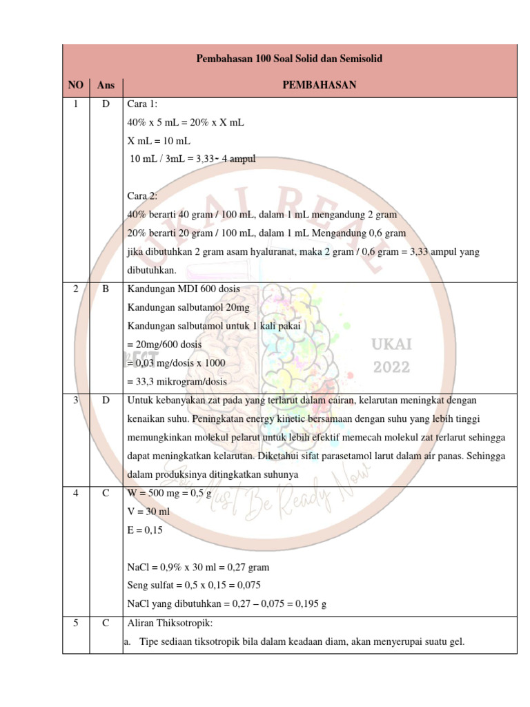 Pembahasan Soal Solid & Semisolid | PDF
