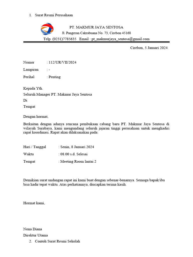 12 Surat Resmi | PDF