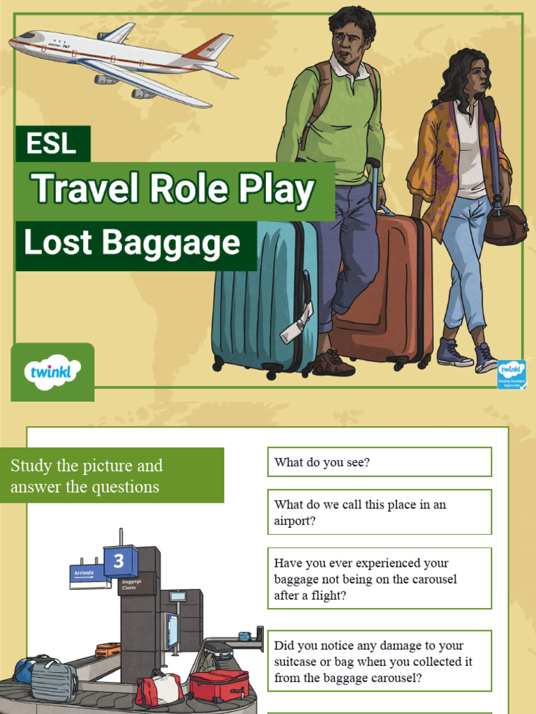 T 1679322396 Esl Travel Role Play Lost Baggage Adults b1 b2 - Ver - 3 | PDF | Baggage | Transport