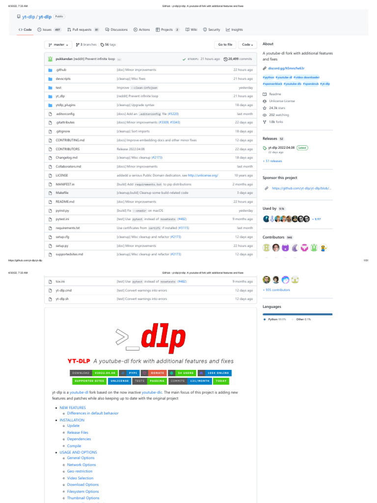 GitHub - Yt-Dlp - Yt-Dlp - A Youtube-Dl Fork With Additional Features and Fixes (April2022 ...