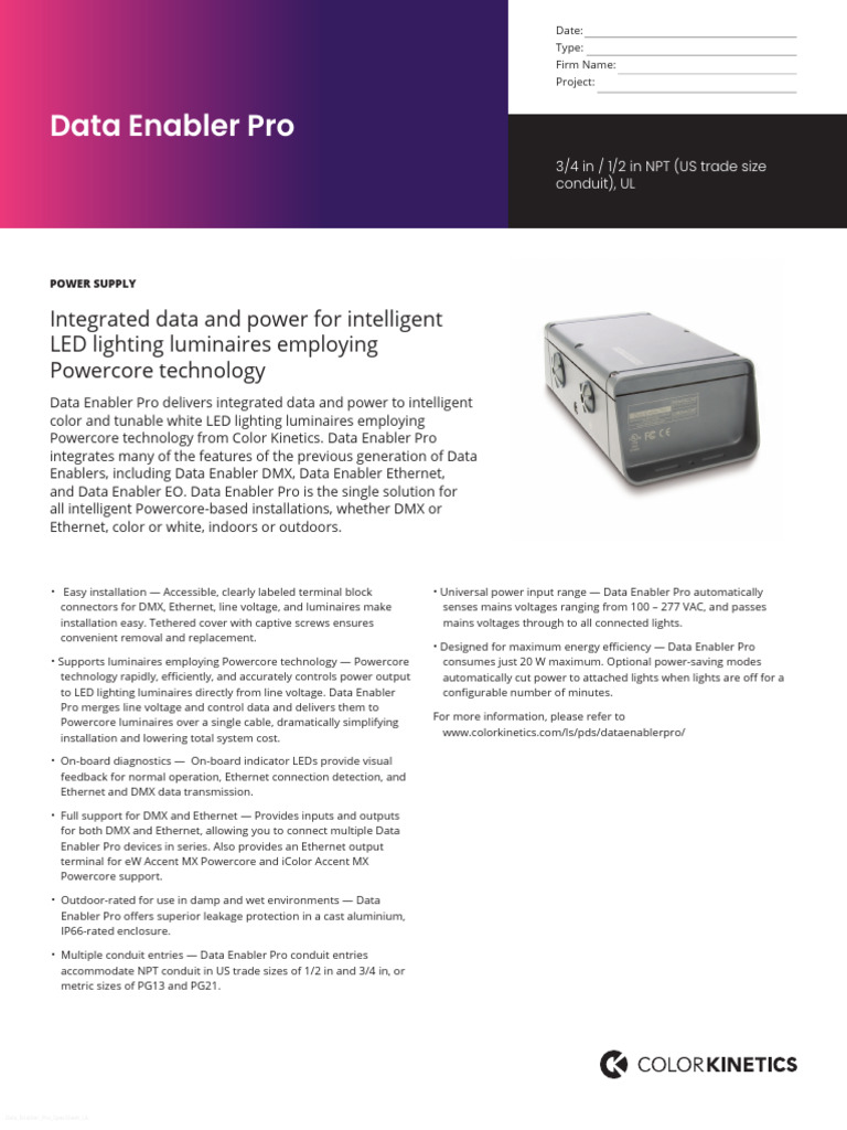 Data Enabler Pro SpecSheet UL | PDF | Light Emitting Diode | Electrical ...
