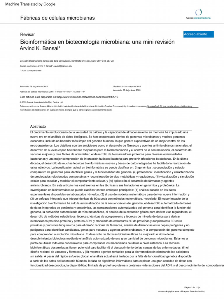 Articulo Libro | PDF | Bioinformática | Gene