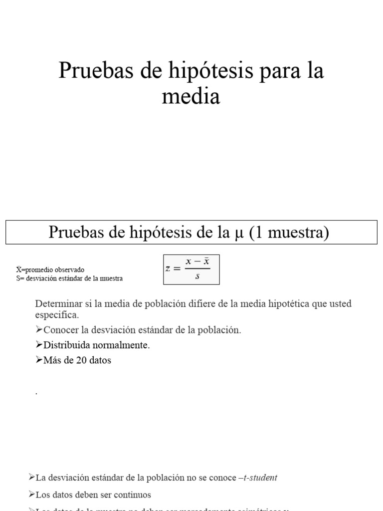 Pruebas de Hipótesis para la Media en R | PDF | Desviación Estándar ...