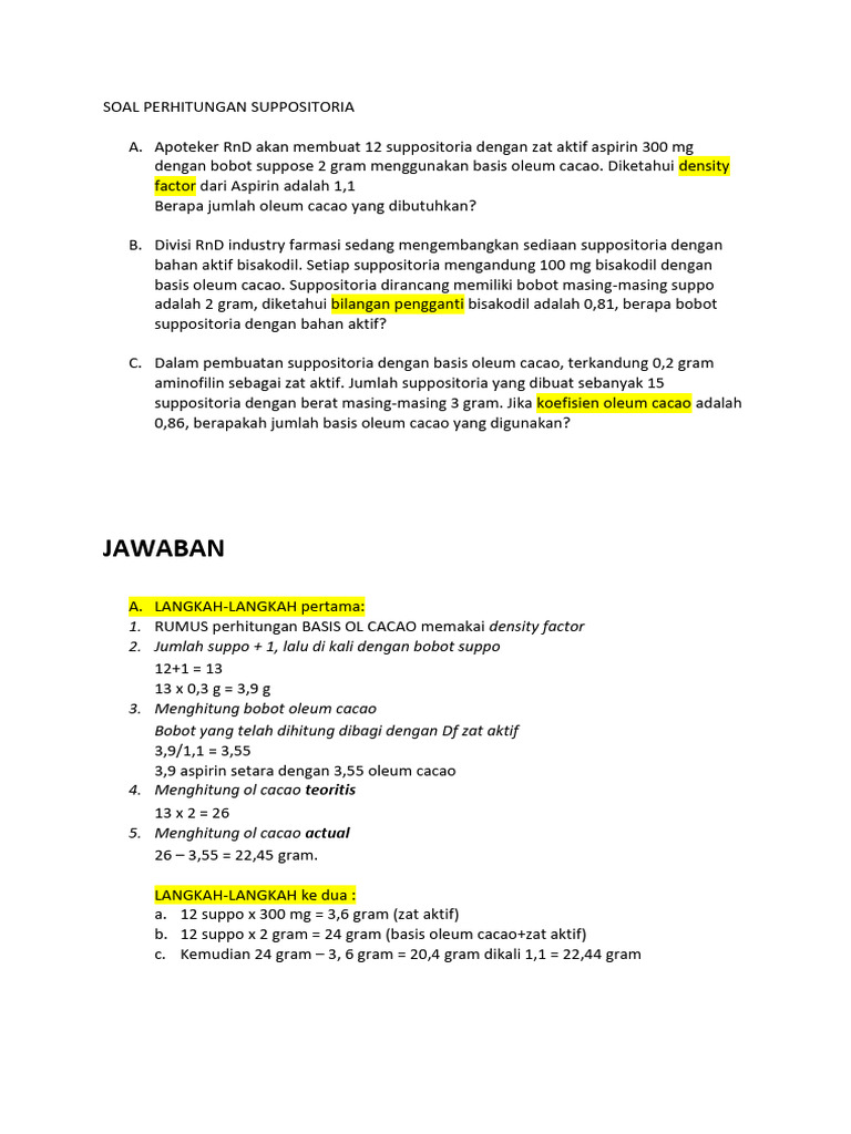 Soal Perhitungan Suppo | PDF | Kesehatan Holistik