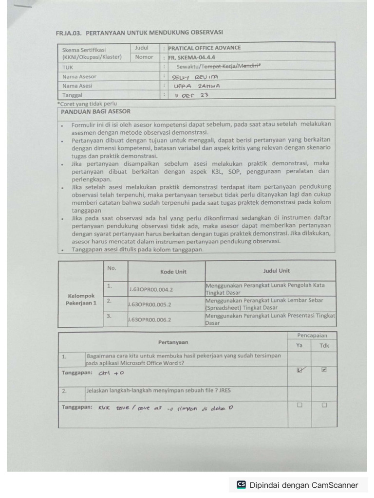 FR - IA.03. Pertanyaan Mendukung Observasi (PMO) | PDF